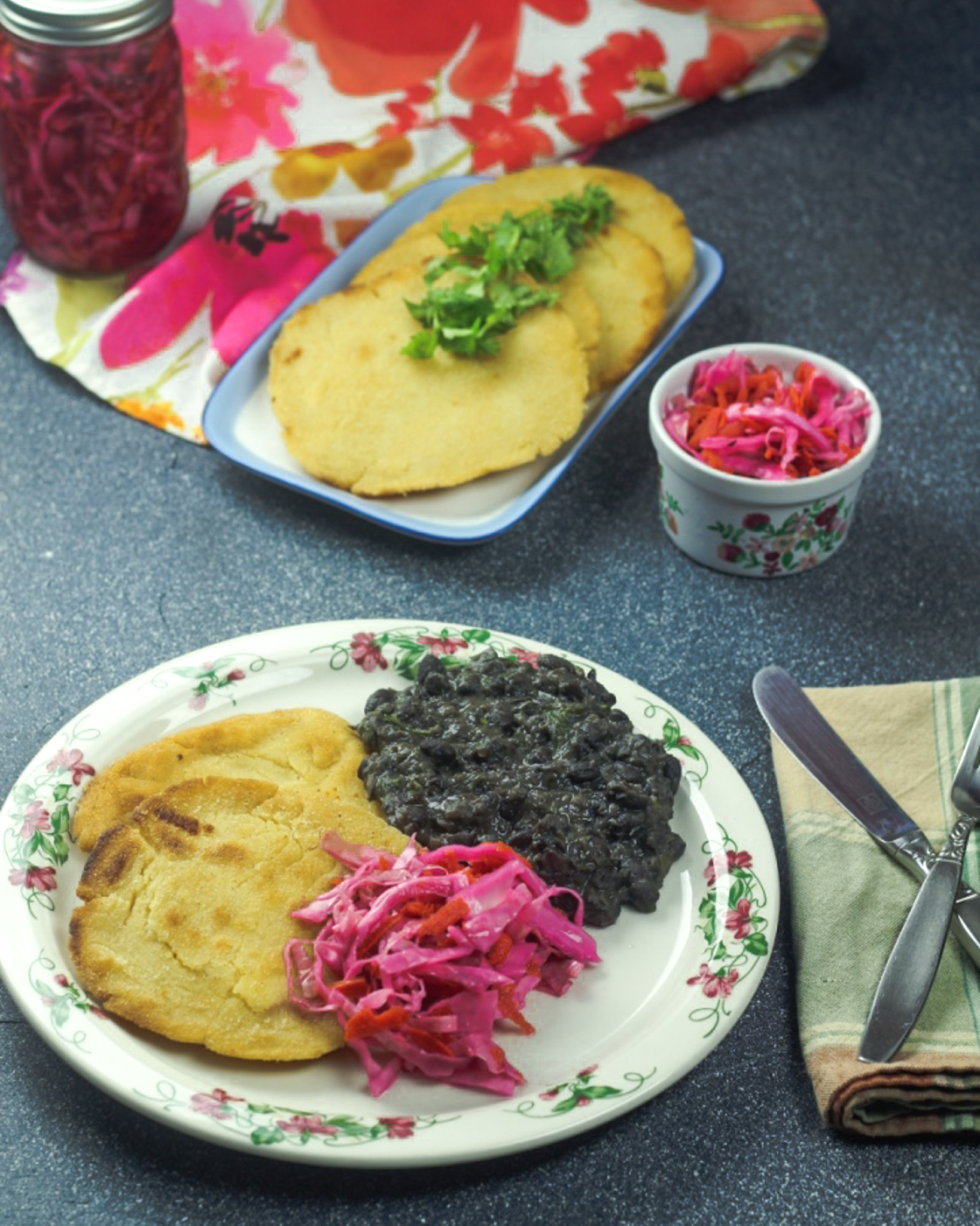 Cheese Stuffed Arepas & Beans - Vegetarian Dinner South American Style ...