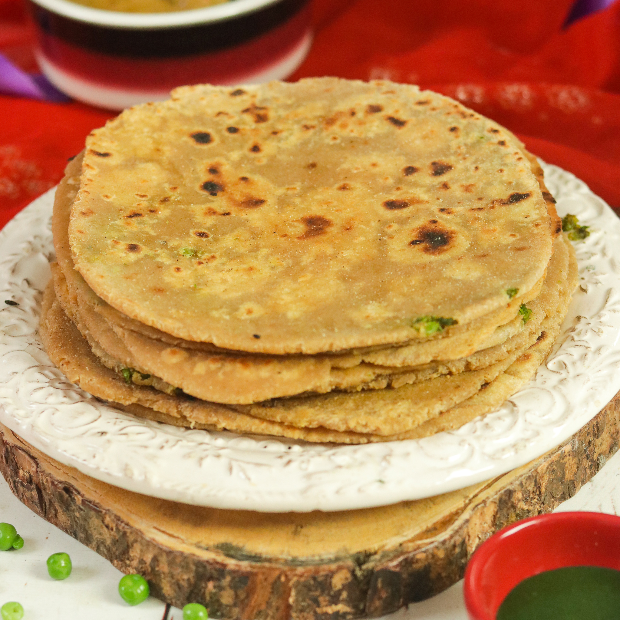 Green Pea Paratha - Koraishutir Parota - Global Kitchen Travels
