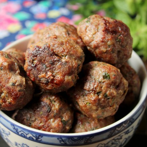 Keftedes - Greek Meatballs with Mint Yogurt Sauce - Global Kitchen Travels